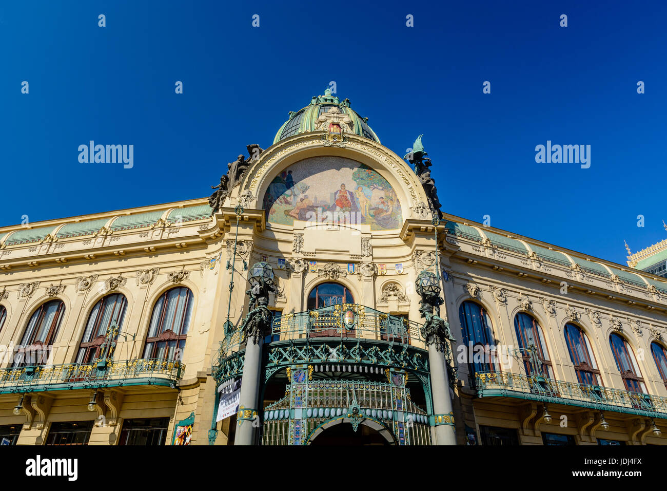 The colourful City hall balcony in Prague, Czech Republic Stock Photo ...