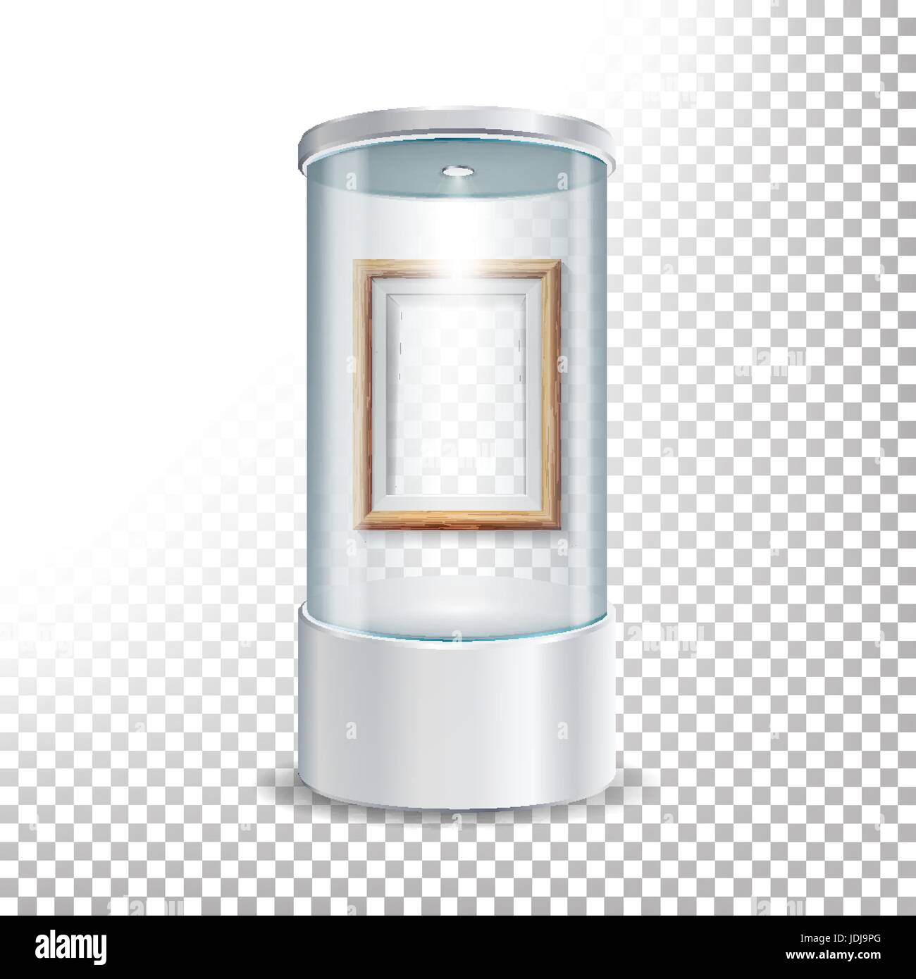 Transparent Glass Museum Showcase Podium With Wooden Picture Frame ...