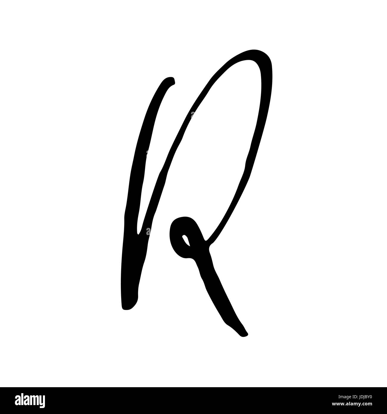 Letter R. Handwritten by dry brush. Rough strokes font. Vector ...