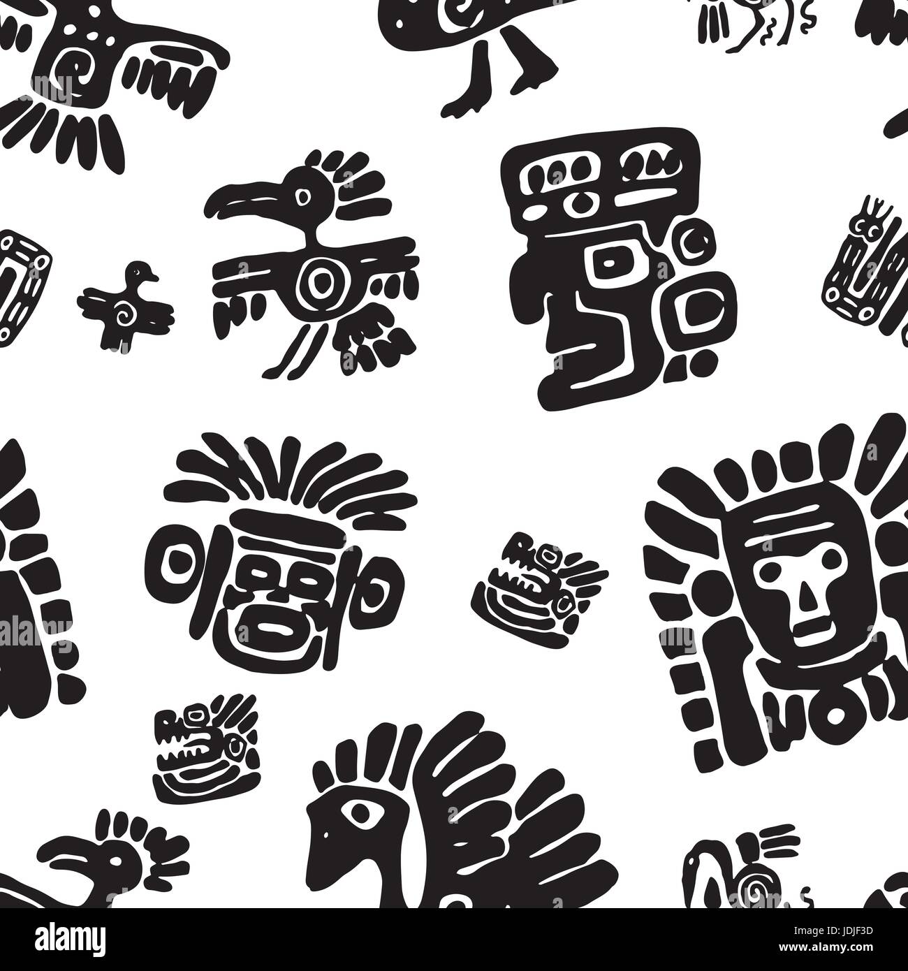 Seamless maya pattern. Black and white ethnic elements Stock Vector ...