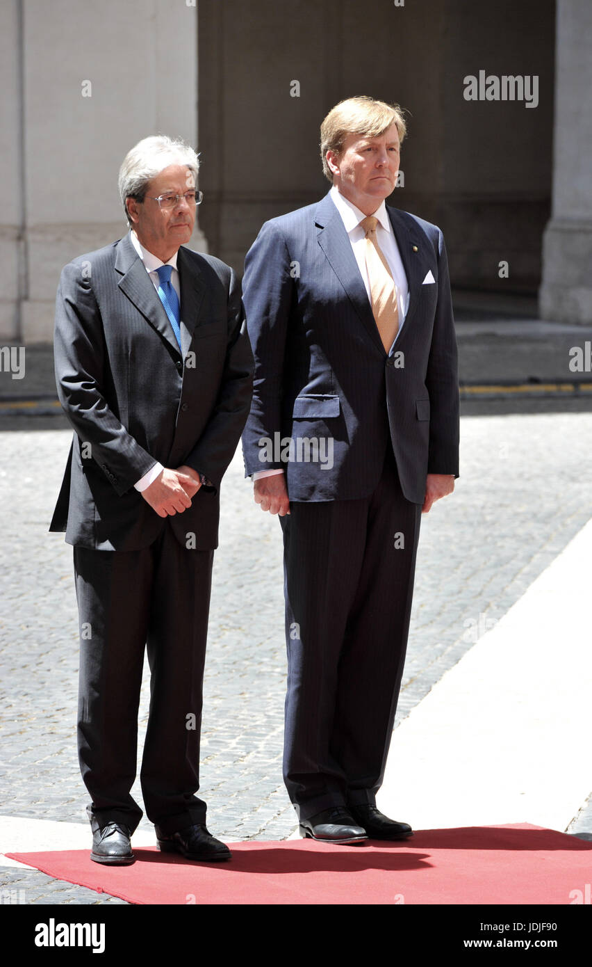 Roma, Visita dei Reali di Olanda . Pictured : Paolo gentiloni, King ...