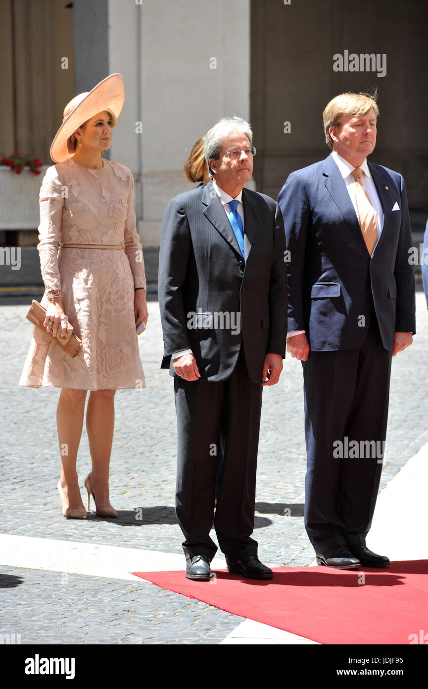 Roma, Visita dei Reali di Olanda . Pictured : Paolo Gentiloni; King ...