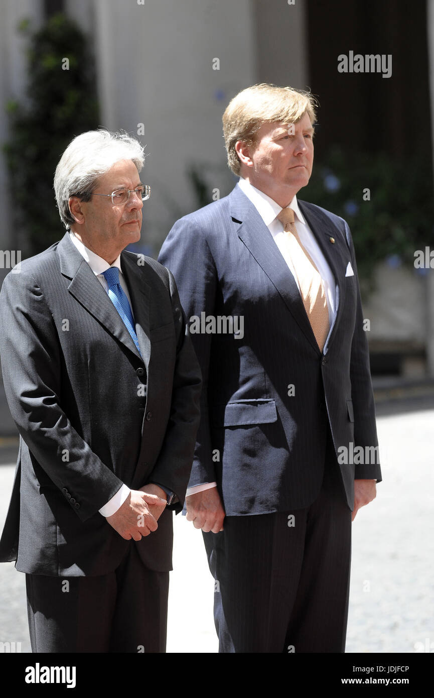 Roma, Visita dei Reali di Olanda . Pictured : Paolo gentiloni, King ...