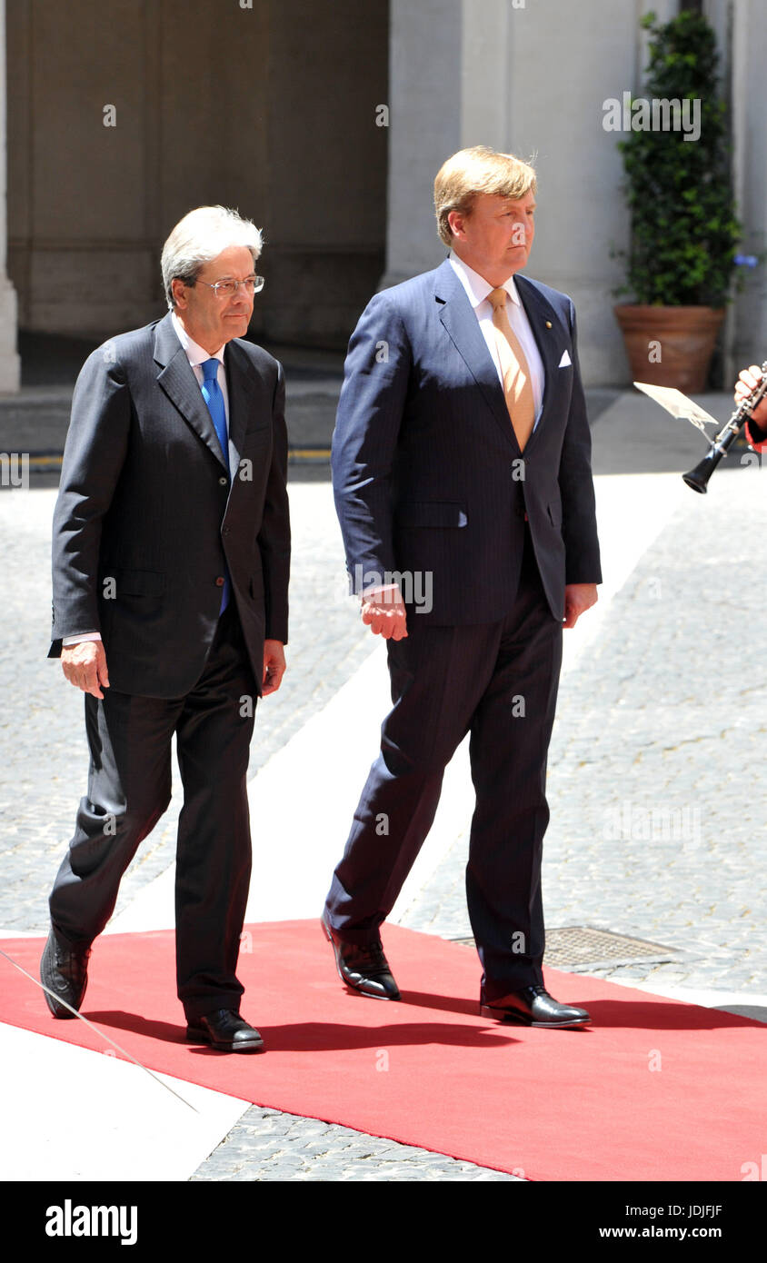 Roma, Visita dei Reali di Olanda . Pictured : Paolo Gentiloni; King ...