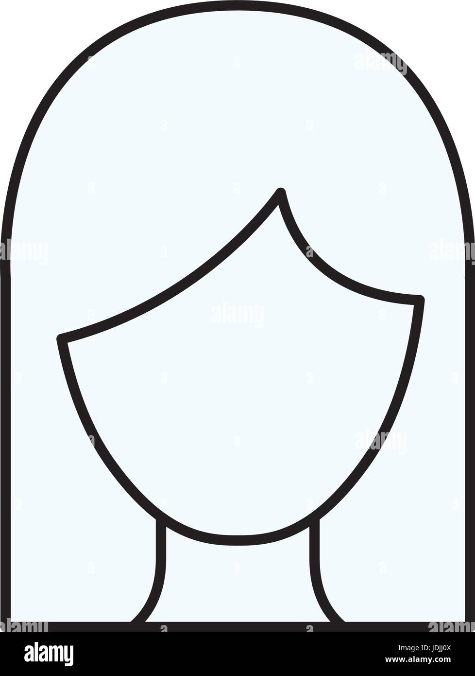 sketch silhouette of faceless woman with straight medium hair Stock ...