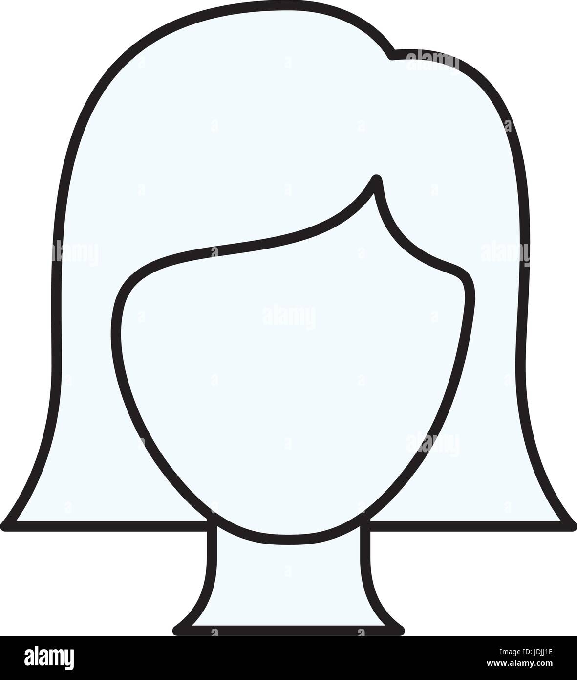 sketch silhouette of faceless woman with straight short hair Stock ...