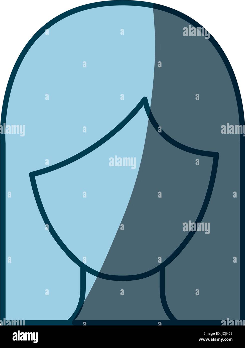 blue color shading silhouette faceless woman with straight medium hair ...