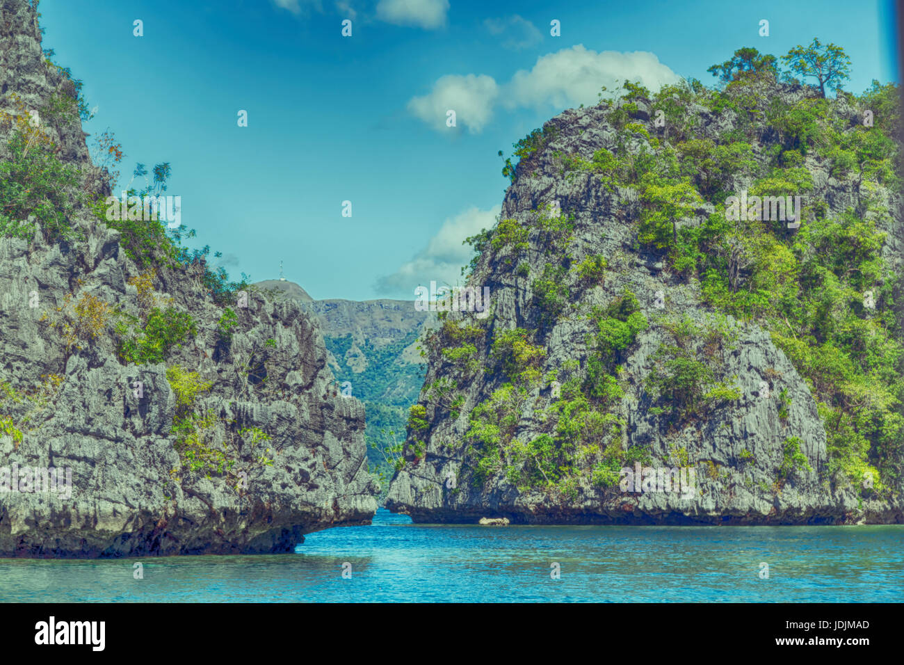 in philippines view from a cliff of the beautiful paradise bay and ...