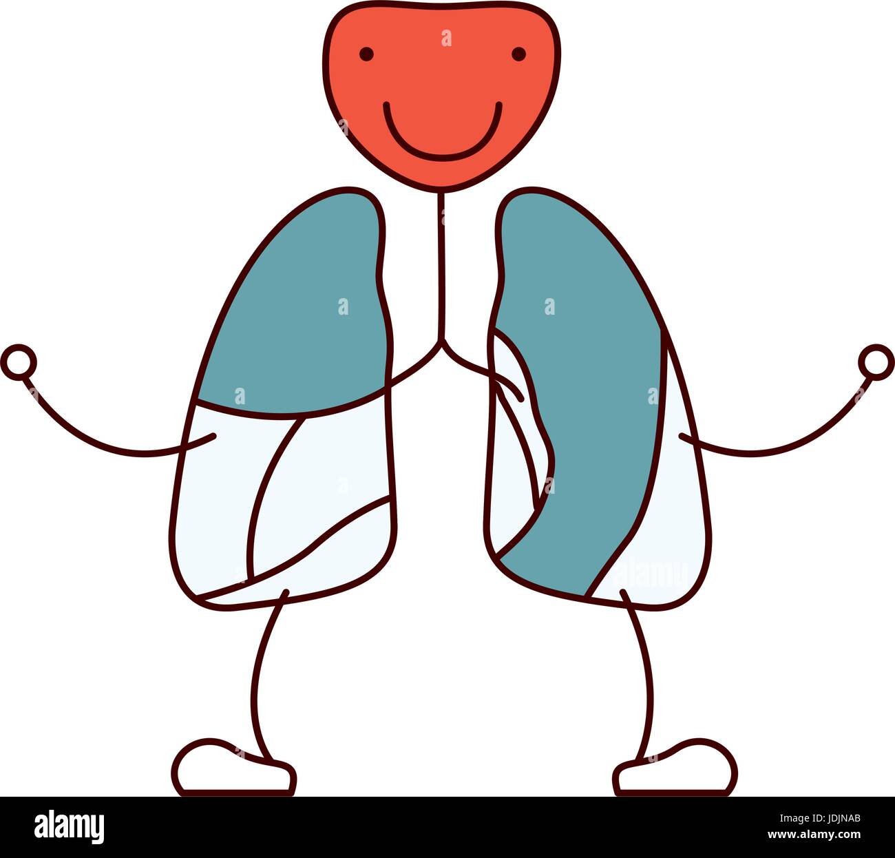 color sections hand drawing contour caricature respiratory system with ...