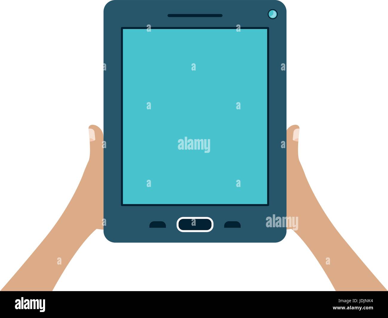 white background with colorful hands holding tablet device Stock Vector ...