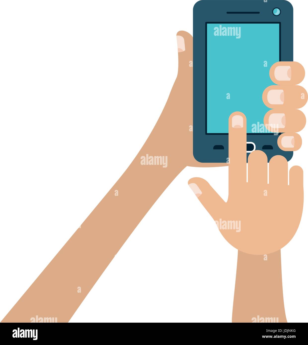 white background with colorful hands holding smartphone Stock Vector ...