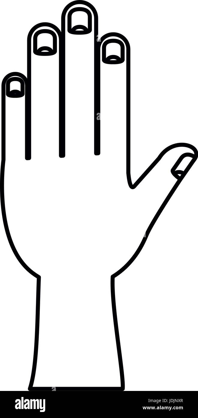 white background with monochrome silhouette of left hand Stock Vector ...