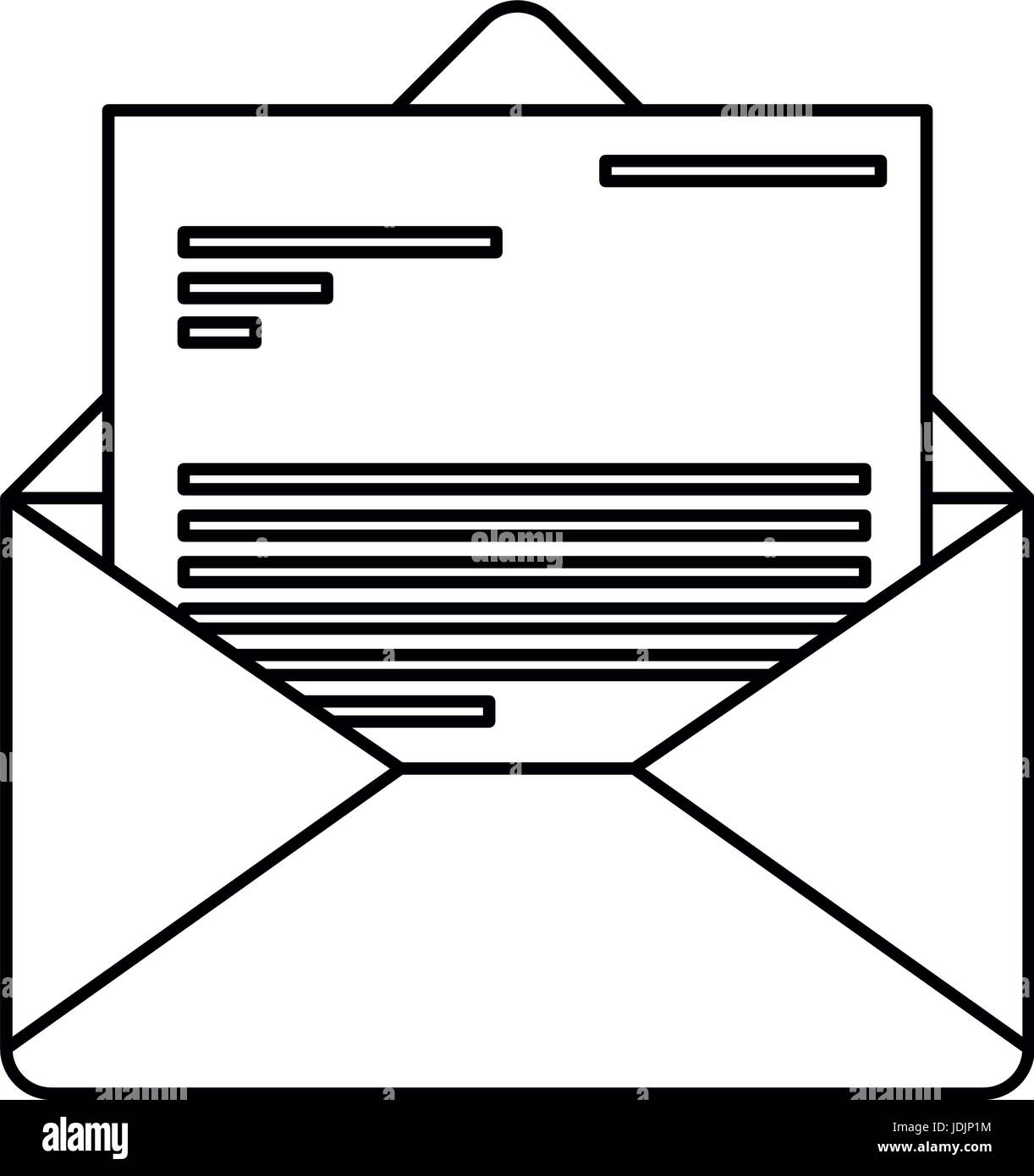 white background with monochrome silhouette of envelope mail opened ...