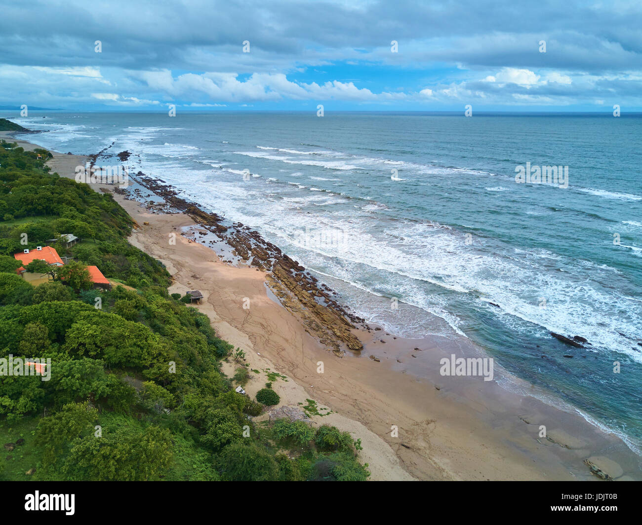 Ocean shoreline aerial view from drone. Pacific country side Stock ...