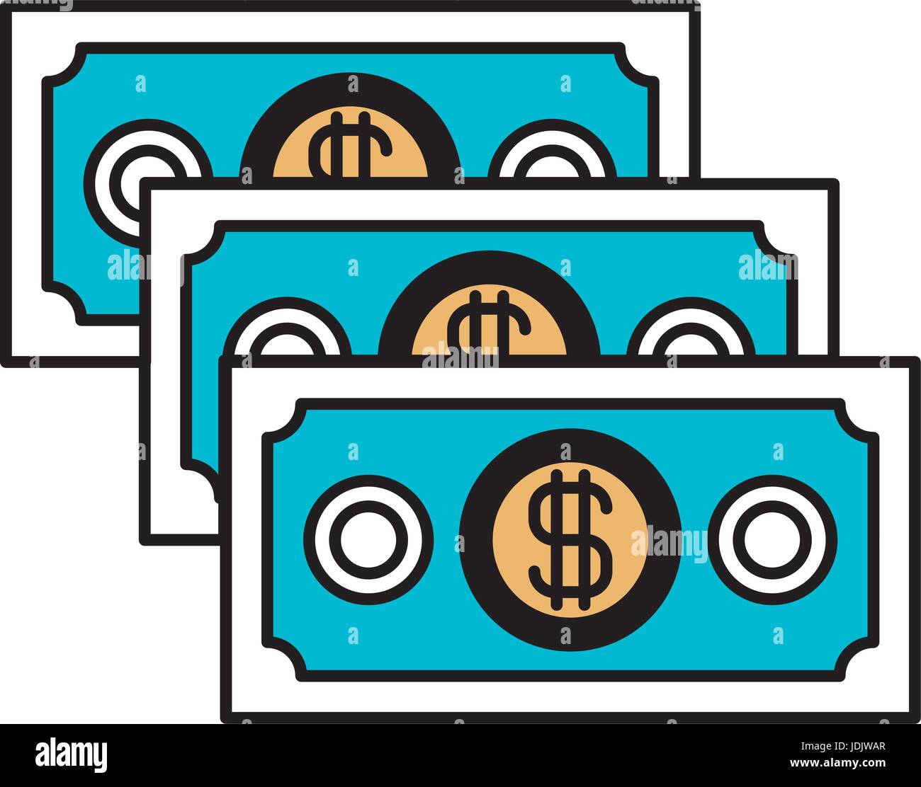 color sections silhouette of money bills set Stock Vector Image & Art ...