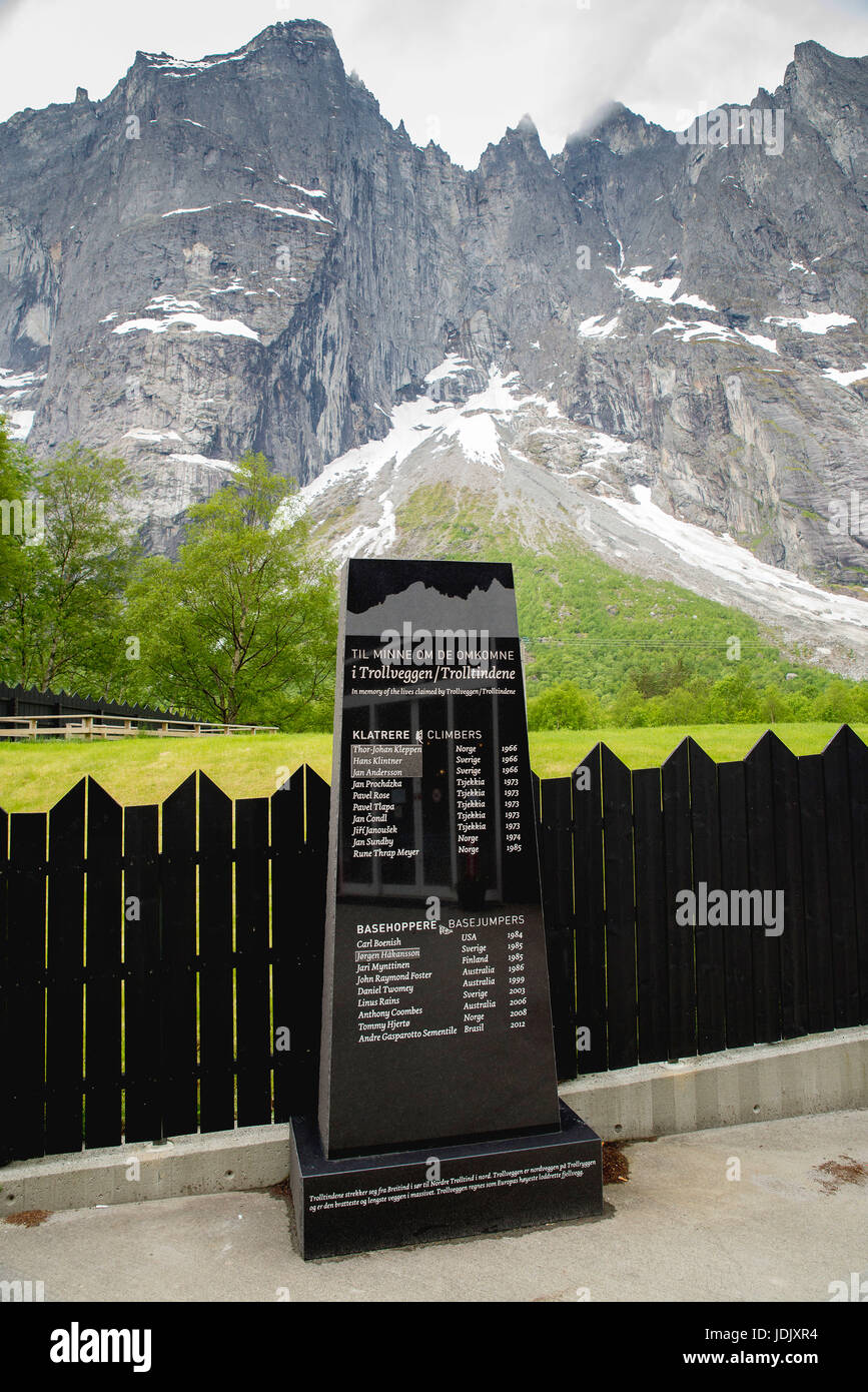The Troll Wall (Trollveggen) is part of the mountain massif ...