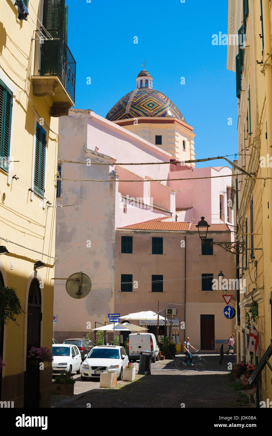 Alghero Sardinia, view of the San Michele church with its famous ...