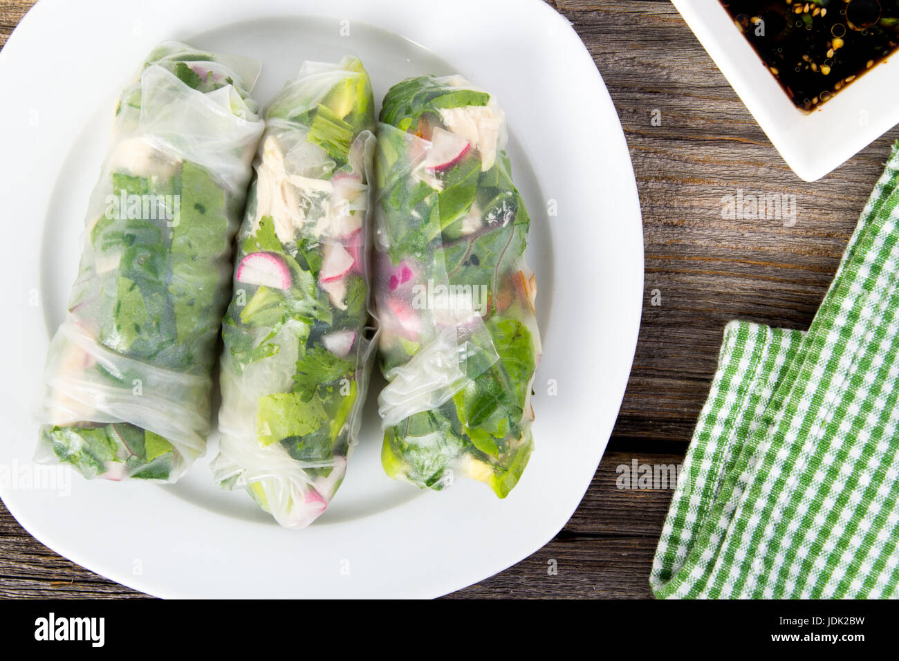 fresh healthy chicken and vegetable spring roll wrap Stock Photo - Alamy
