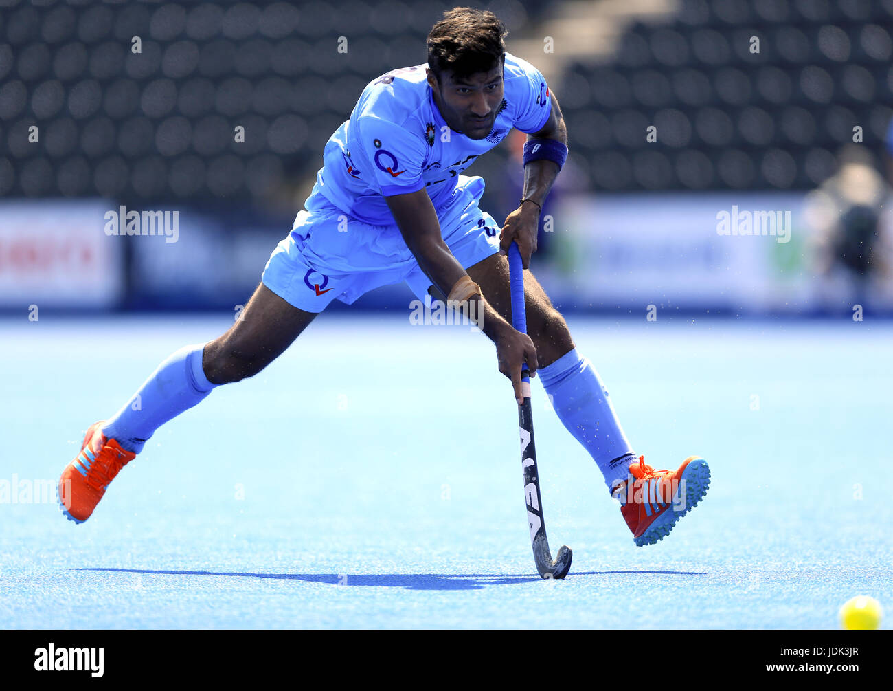 India's Surender Kumar during the Men's World Hockey League match at ...