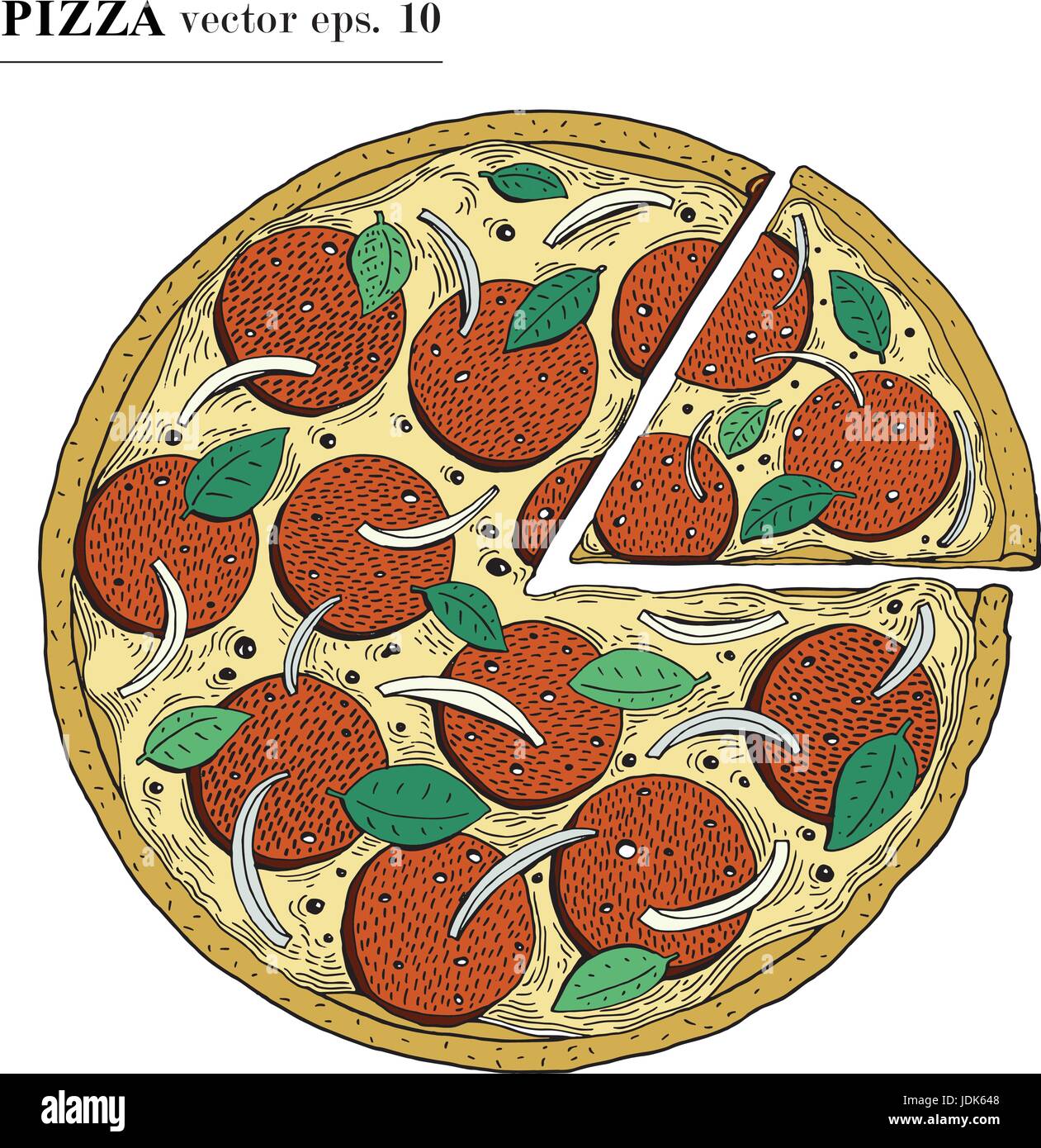 Pepperoni pizza illustration hi-res stock photography and images - Alamy
