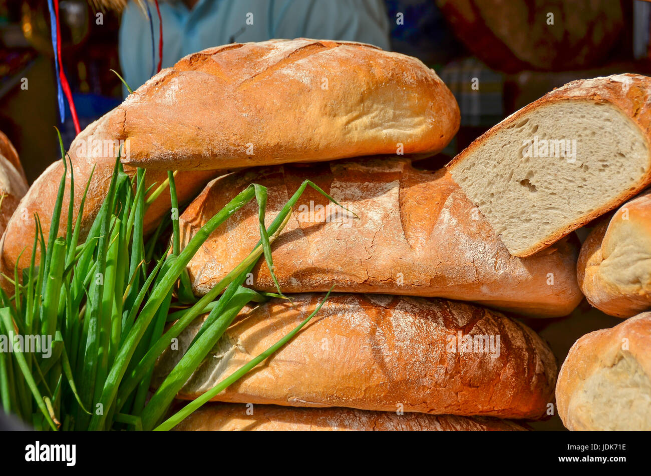 Market selling traditional Polish bread during annual St. Dominics Fair ...