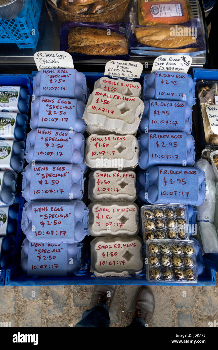 Free range eggs for sale on a stall in Stockbridge's Sunday Market ...