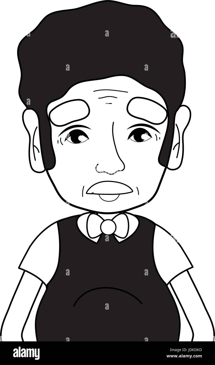 contour old man with hairstyle and casual clothes Stock Vector Image ...