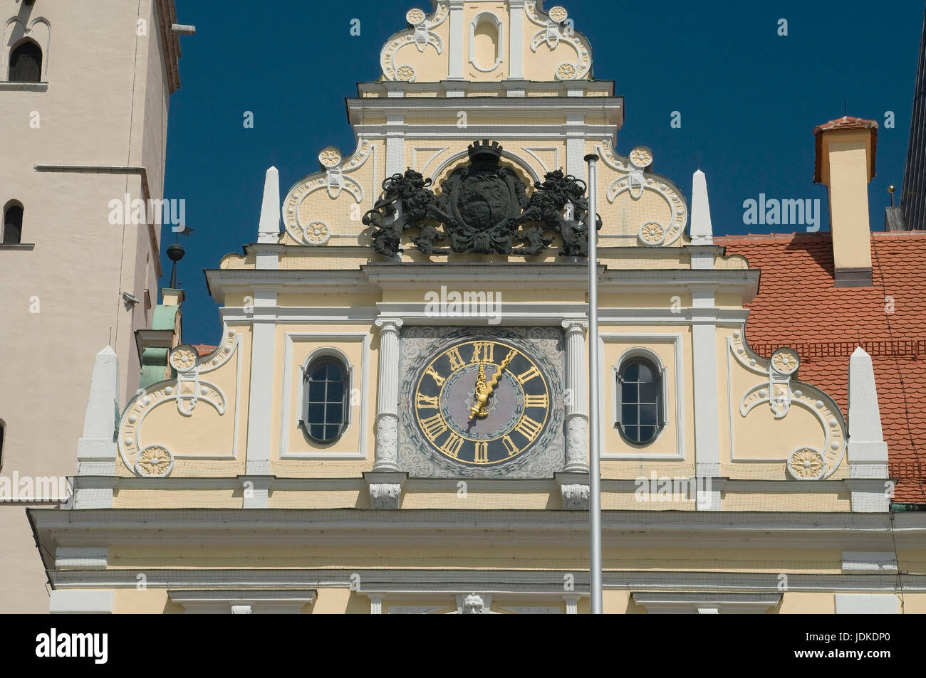 Europe, Germany, Bavaria, Ingolstadt, city hall, builds in 1882, gable ...