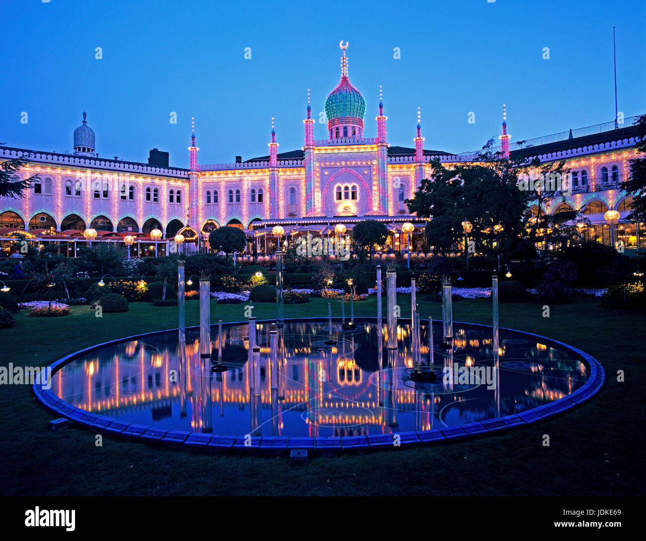 Denmark, Copenhagen, fun fair Tivoli, oriental palace, night admission ...