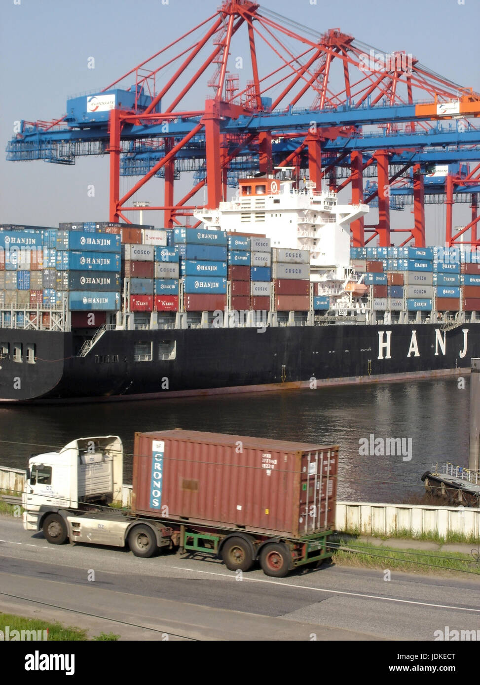 Germany, Hamburg, harbour, container port, eurogate, container ship of ...