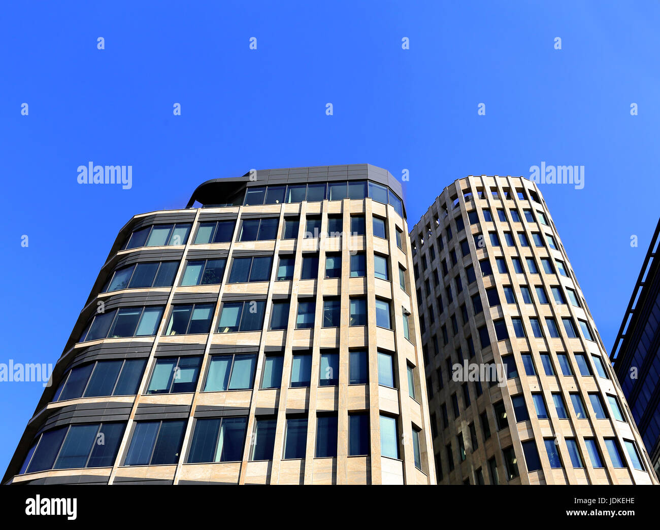 Facade of the tech building with glass walls and a futuristic design ...