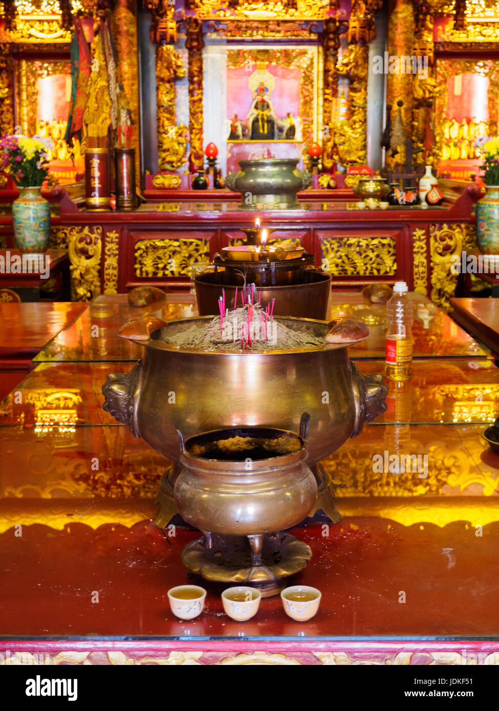 Offerings in a Chinese temple in Georgetown, Penang, Malaysia Stock ...
