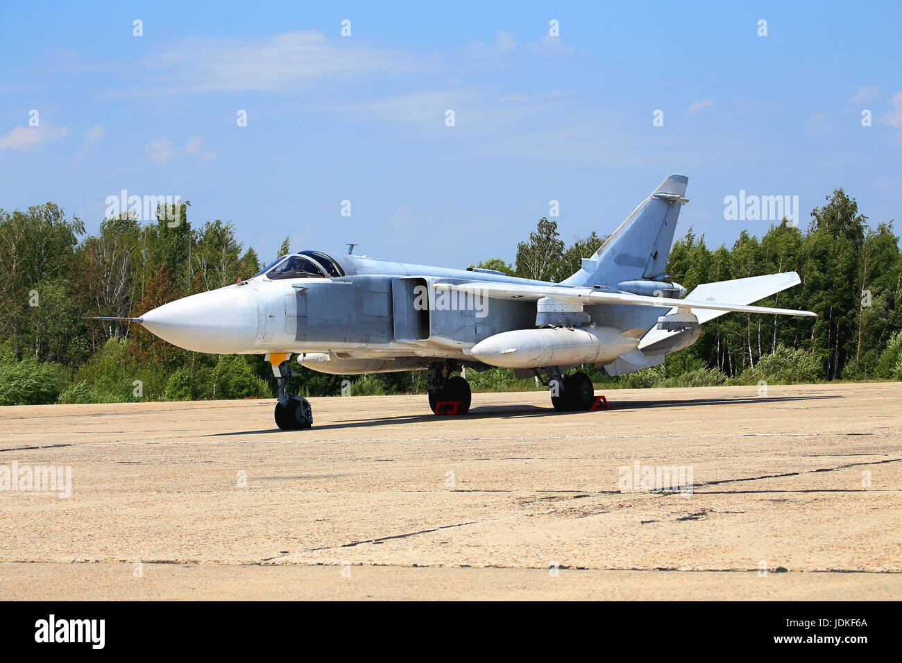 Russian bomber SU 24 parked at a military airbase for service Stock ...