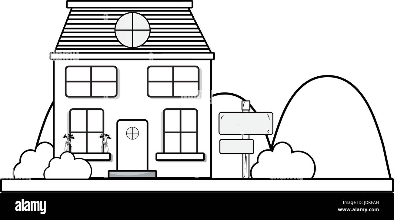 line house next to mountains and trees Stock Vector Image & Art - Alamy