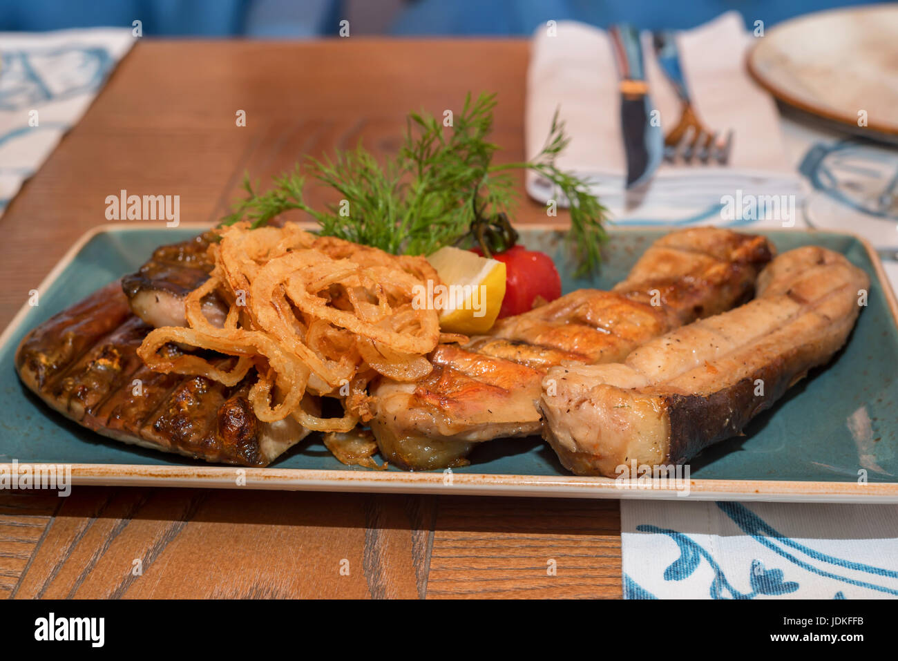 Traditional South Russian meal. Fried freshwater catfish Stock Photo ...