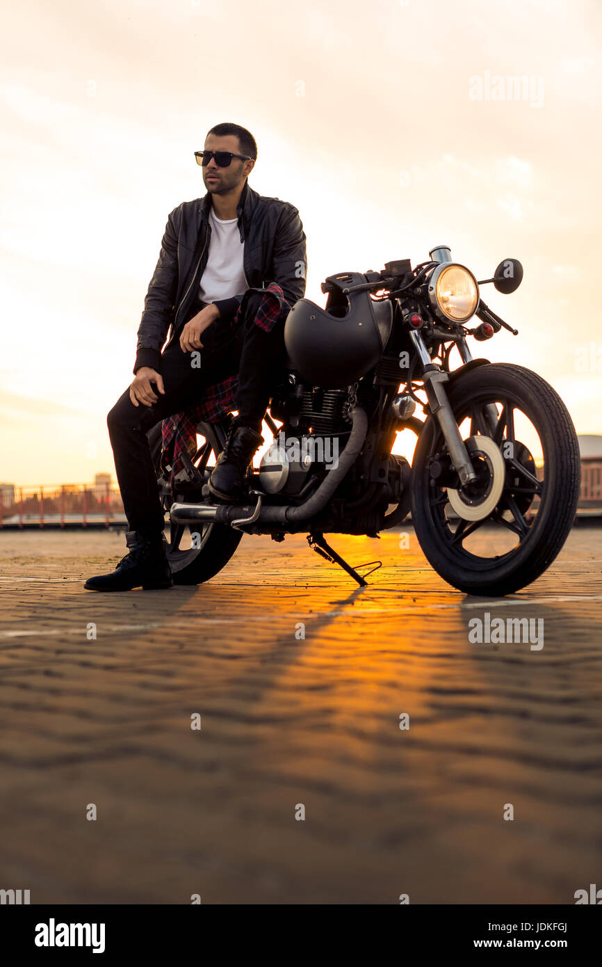 Hipster guy in leather jacket hi-res stock photography and images - Alamy