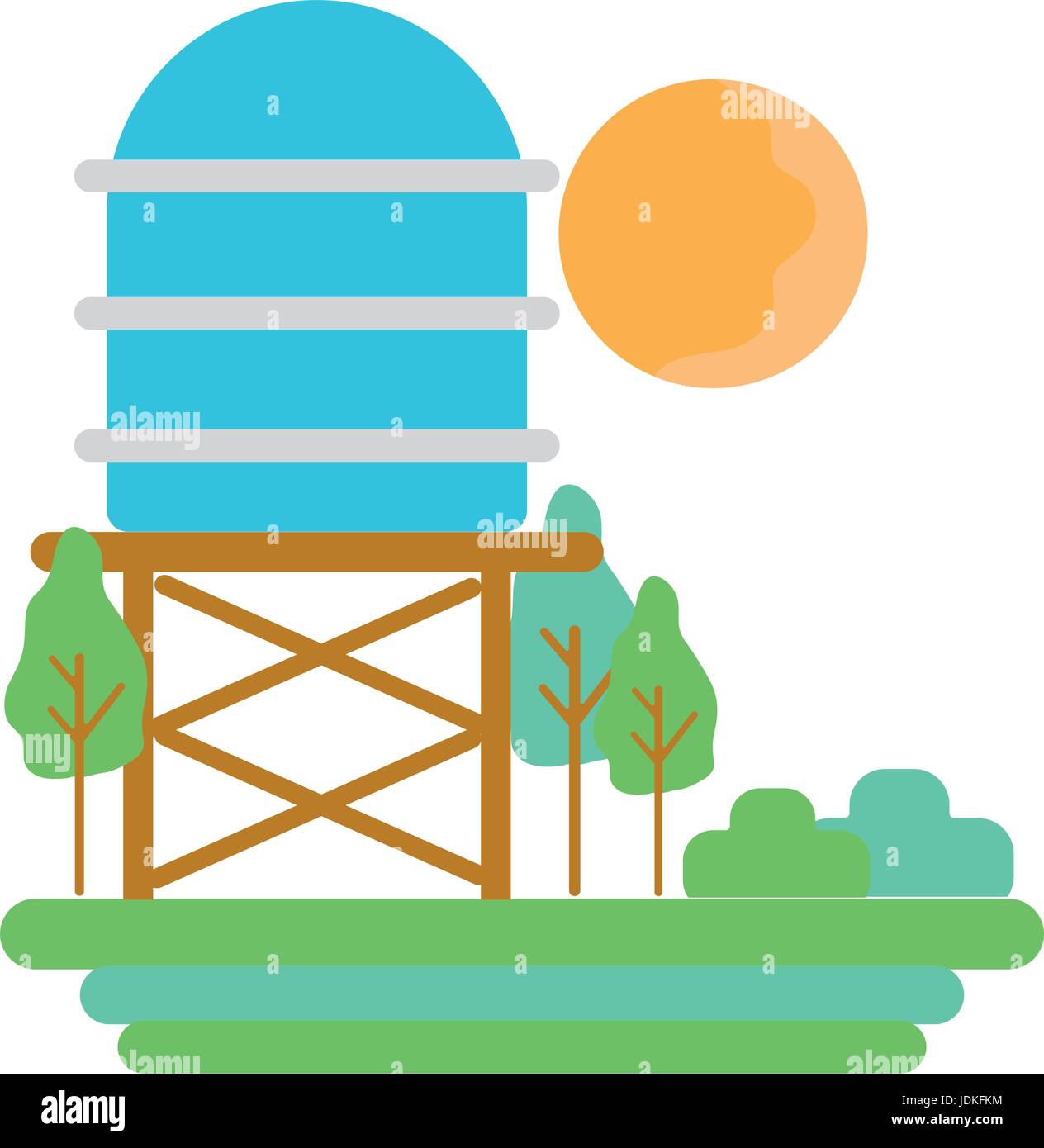 water tank with trees and sun Stock Vector Image & Art - Alamy