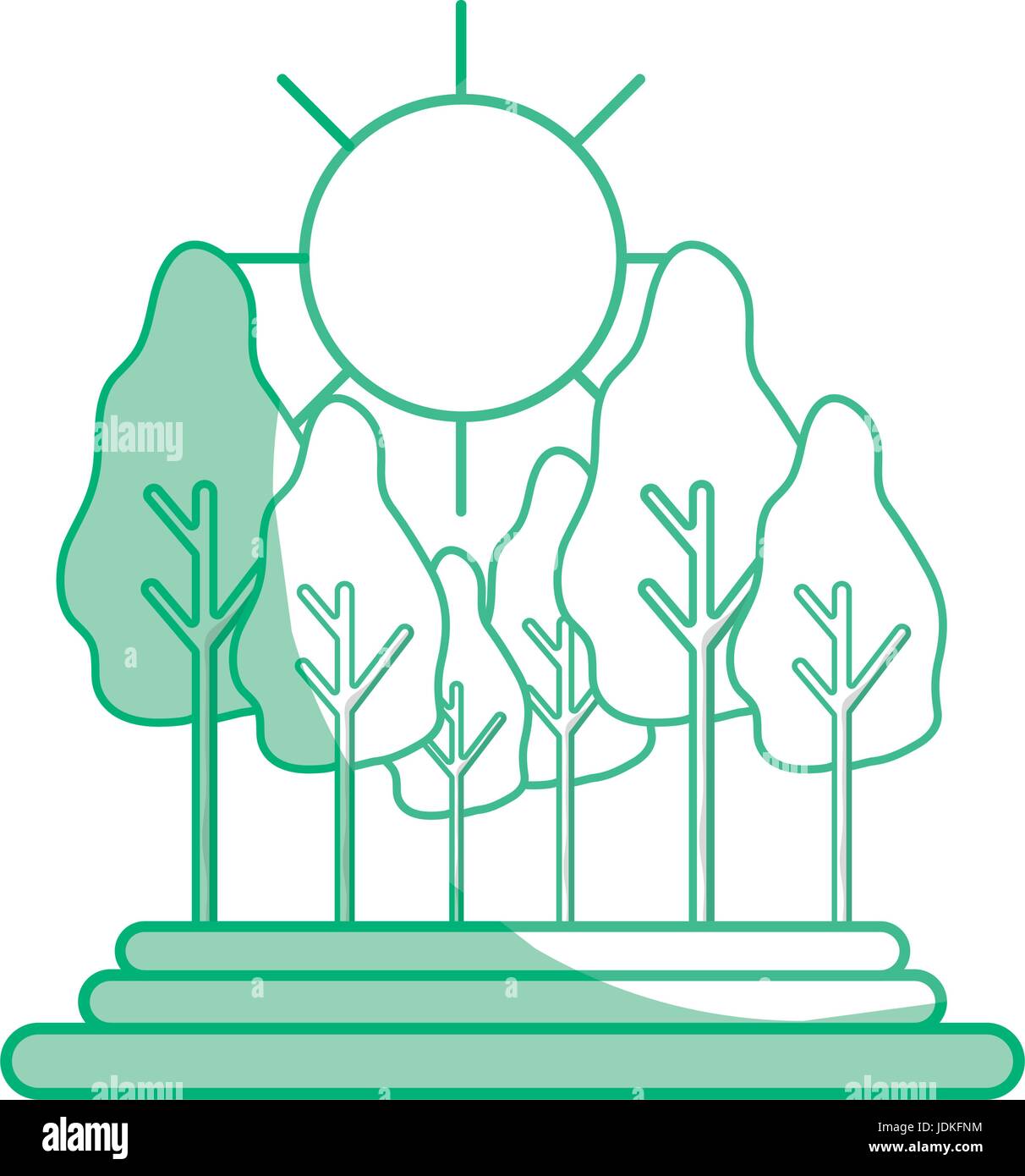 silhouette forest with trees and sun Stock Vector Image & Art - Alamy