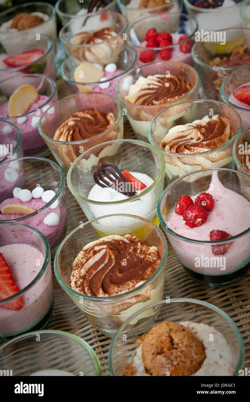 desserts glasses bowls detail Stock Photo - Alamy