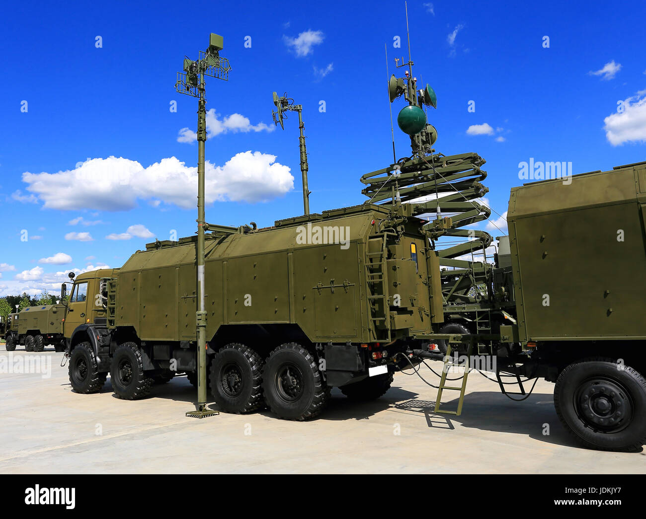 Military vehicle antennas for field communication Stock Photo - Alamy