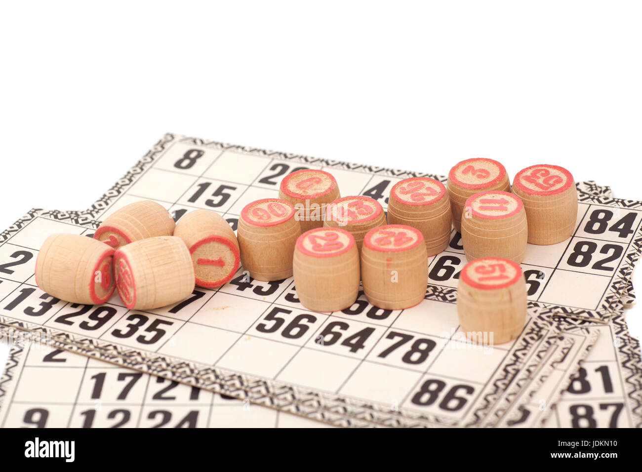 Cards and kegs for Russian lotto (bingo game) isolated on white ...