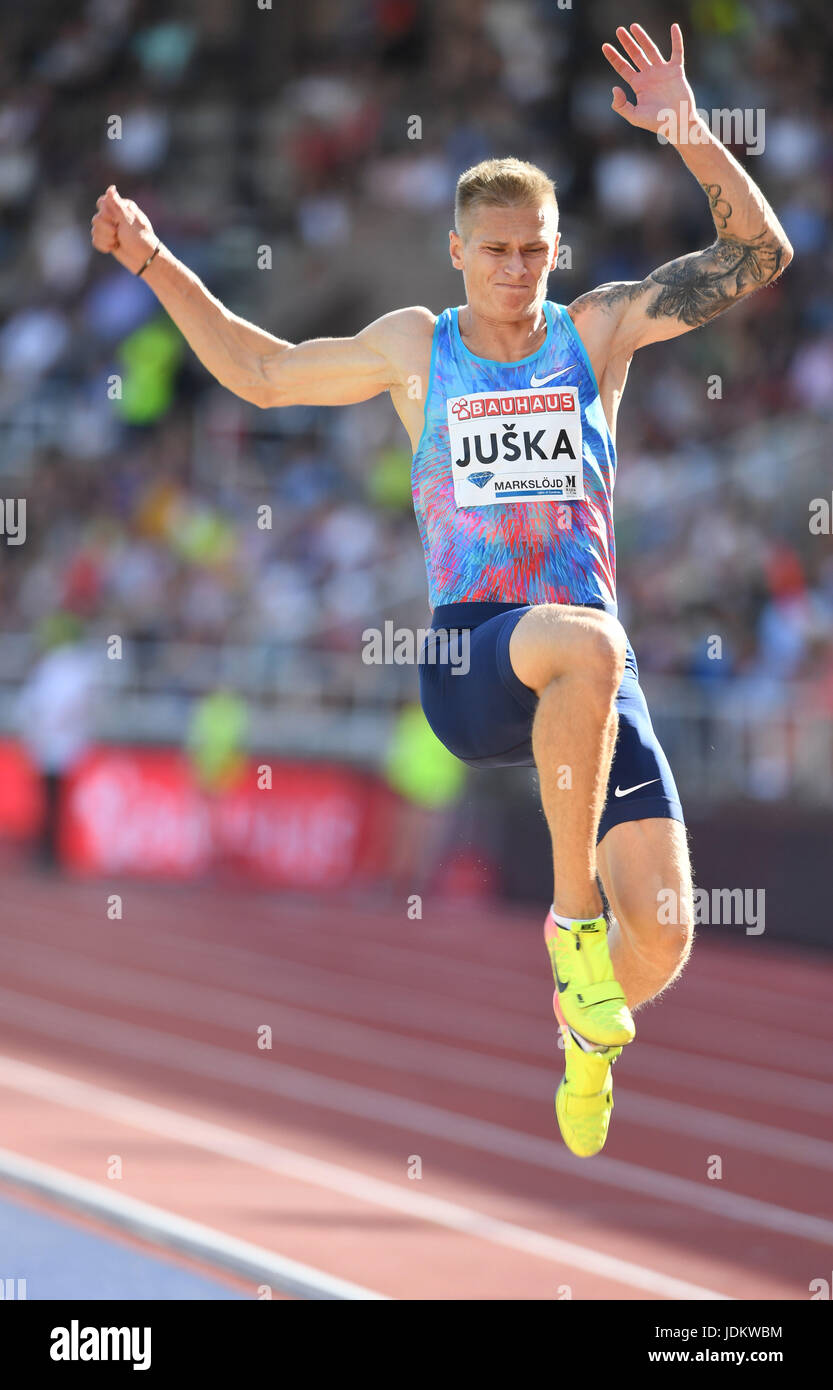 Radek Juska (CZE) places third in the long jump at 26-6½ (8.09m) during ...