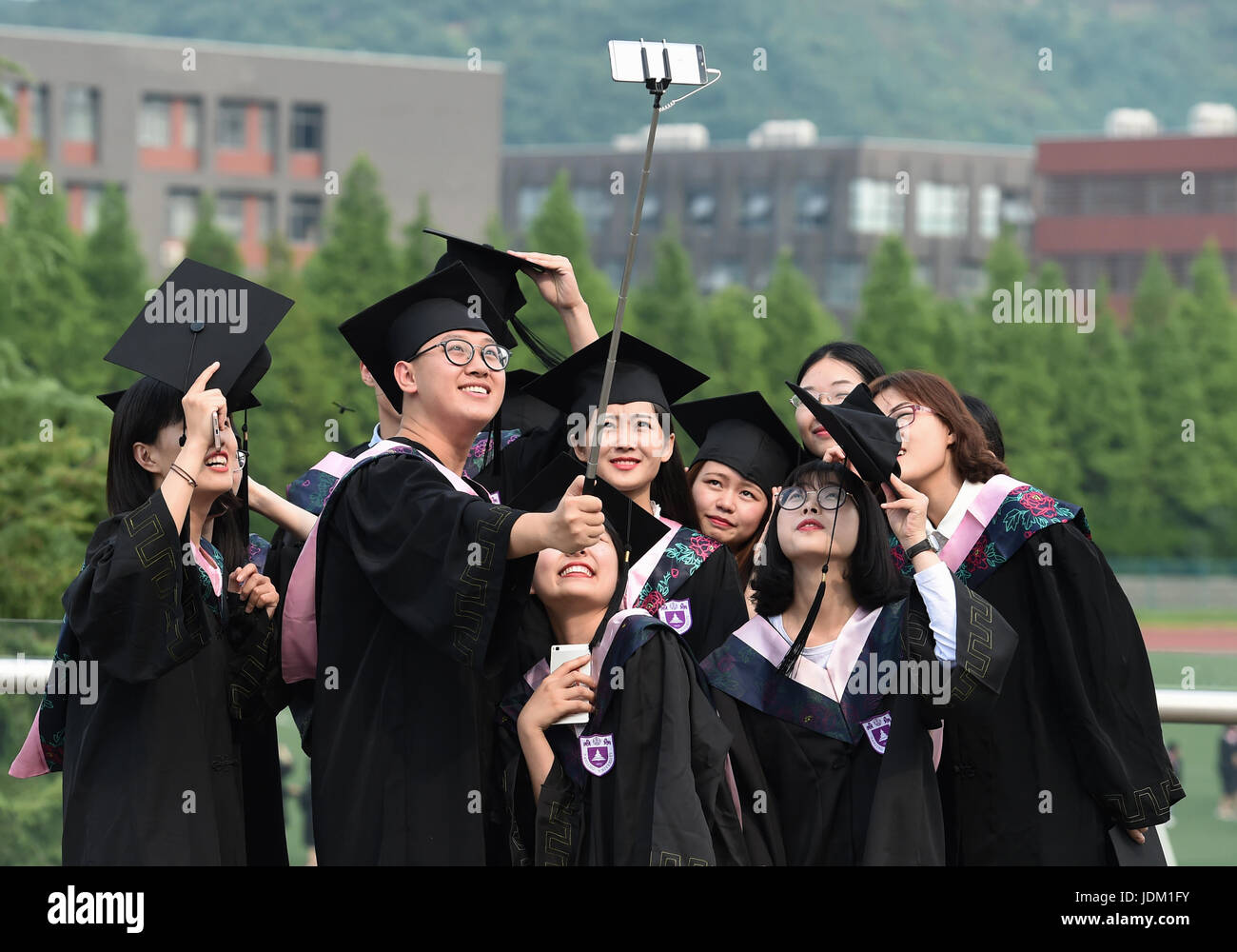Nanjing, China's Jiangsu Province. 20th June, 2017. Graduates pose for ...