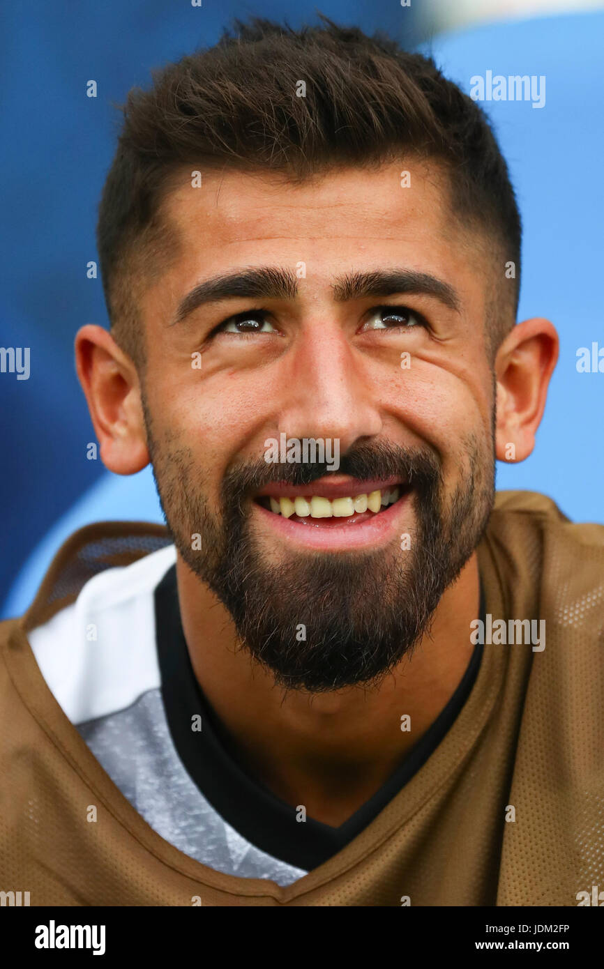Germany's Kerem Demirbay sits on the bench before the beginning of the ...