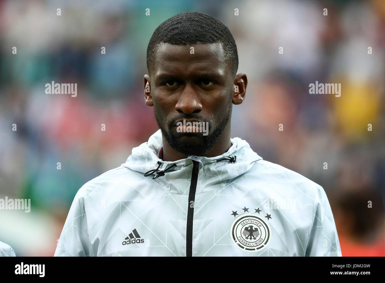 Germany's Antonio Ruediger stands on the pitch during the team's ...