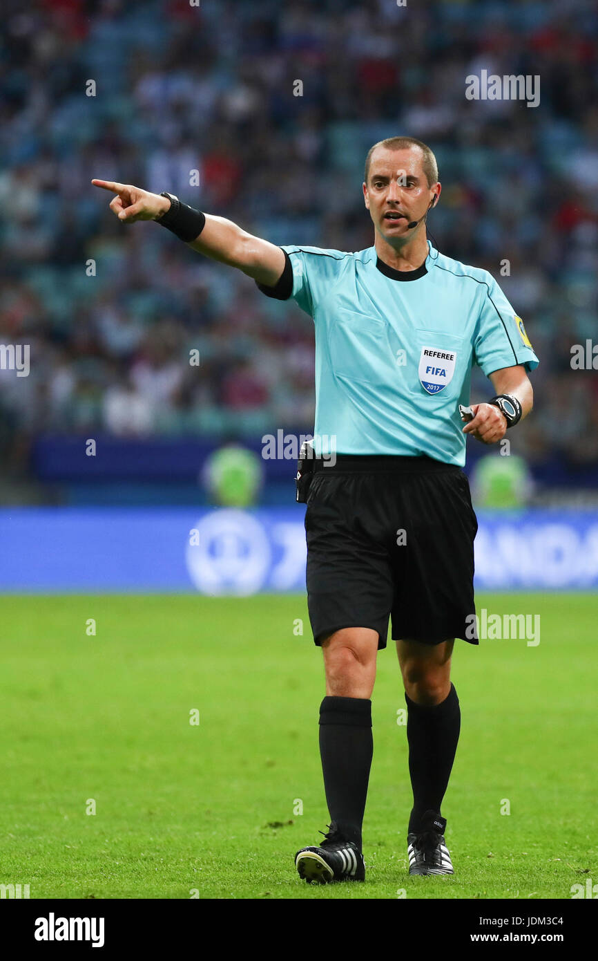 Referee Mark Geiger (USA) gestures during the Confederations Cup group ...
