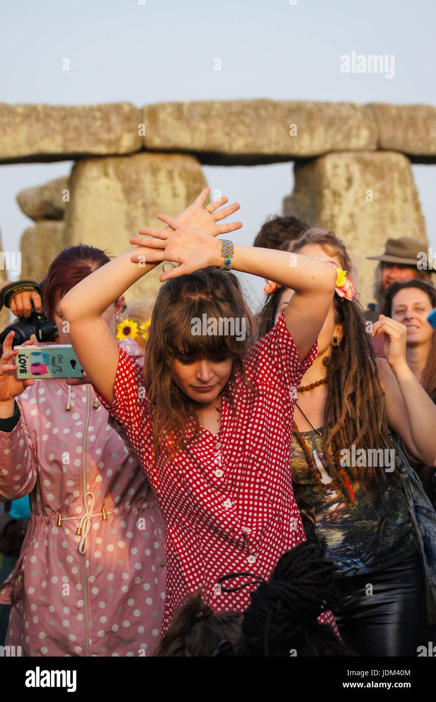 Summer Solstice celebrations at Stonehenge, Wiltshire United Kingdom UK ...