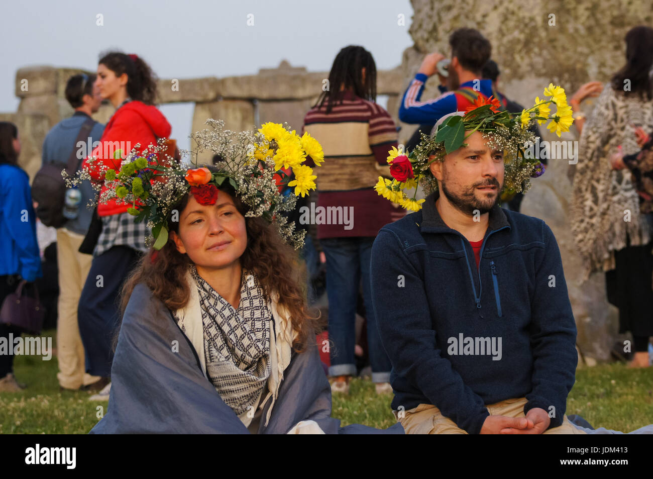 Summer Solstice celebrations at Stonehenge, Wiltshire United Kingdom UK ...
