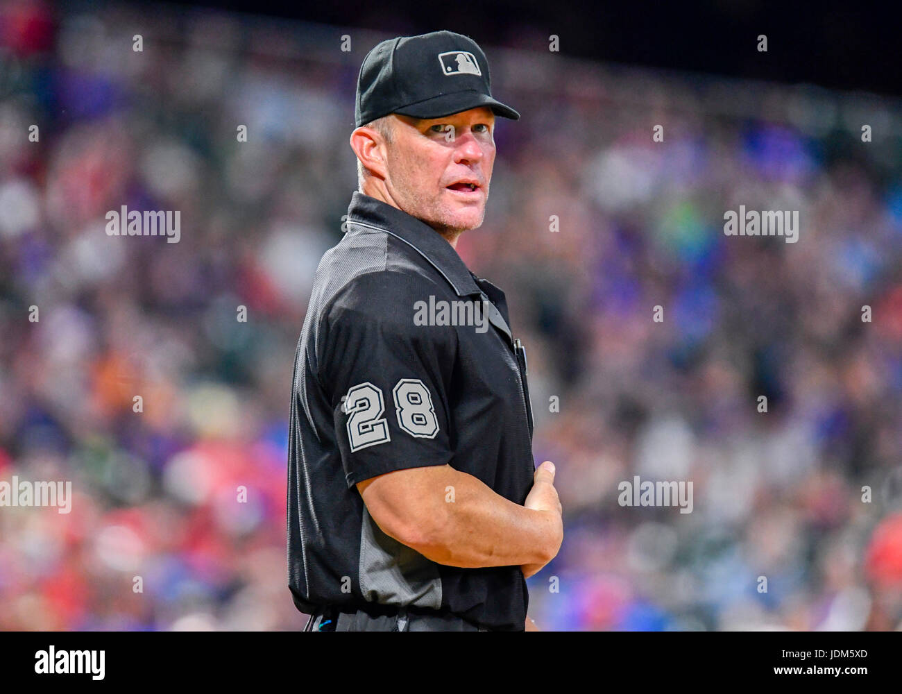JUN 19, 2017: MLB umpire Jim Wolf #28 during an MLB game between the ...