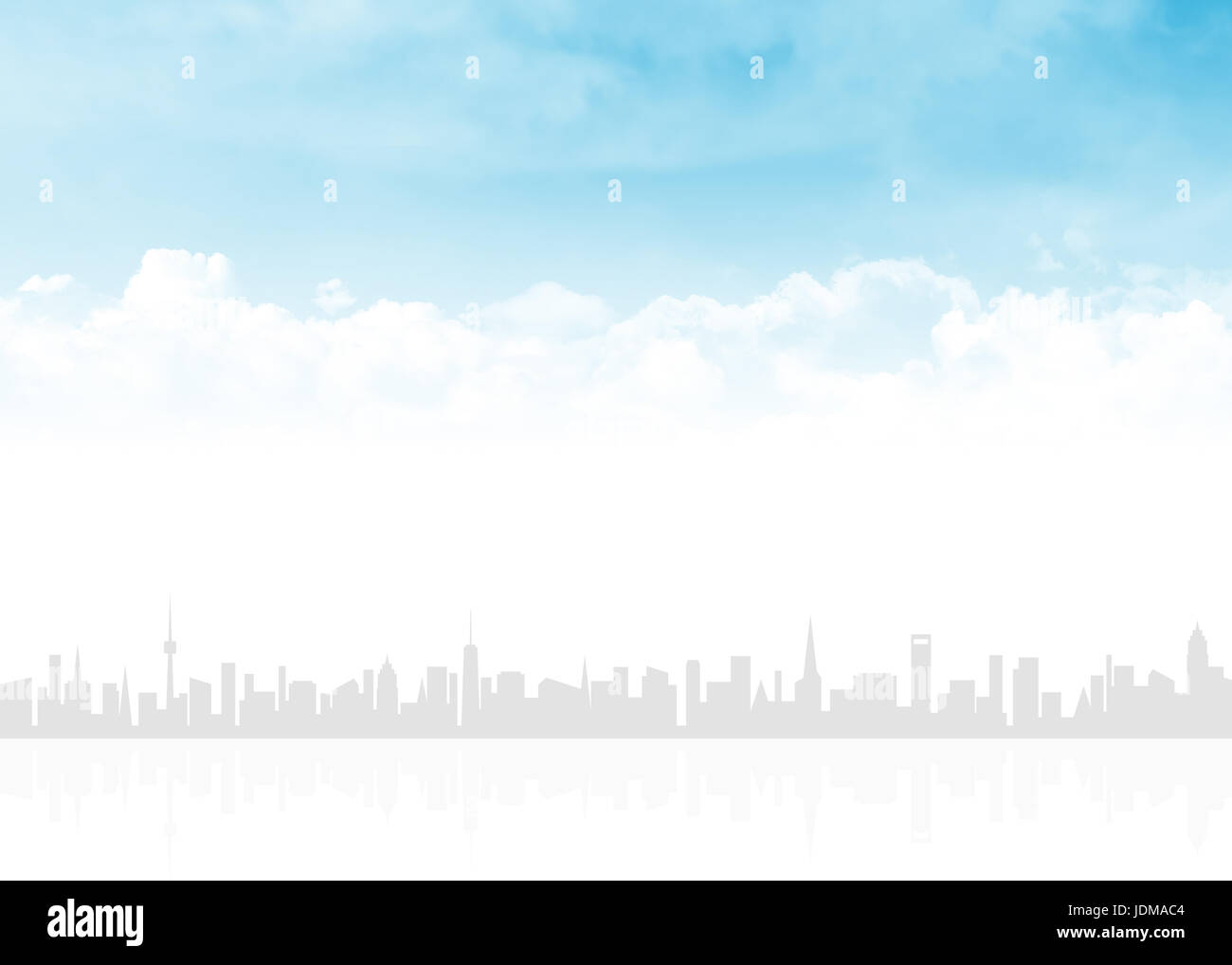 City skyline and blue sky with clouds abstract background illustration ...
